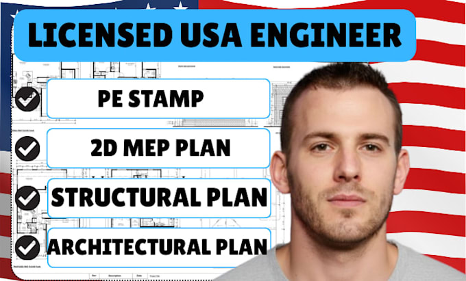 Do permit drawing with licensed pe stamp for, 2d mep plan, structural ...