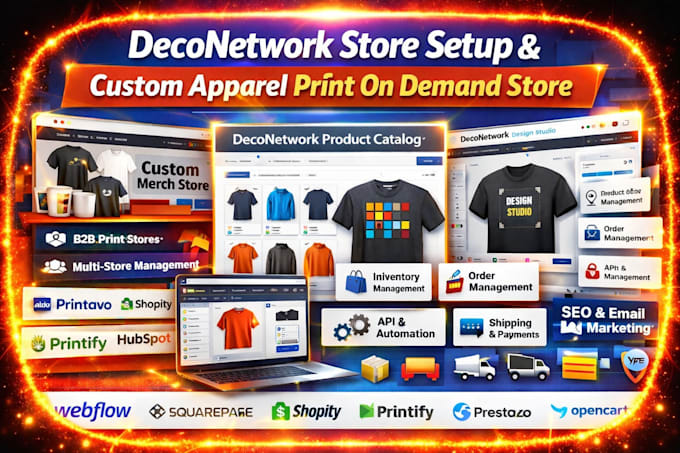 Deconetwork store setup custom apparel design e commerce product upload ...