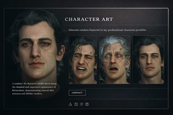 Criar um modelo de personagem 3d para jogos, unreal engine, metahuman ...
