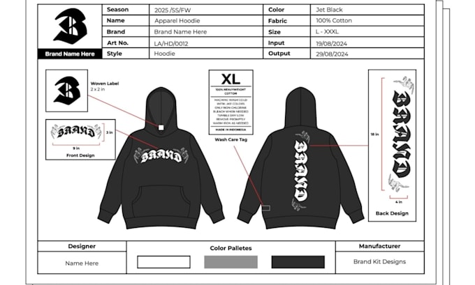 Design fashion tech pack clothing tech pack streetwear and hoodie tech ...