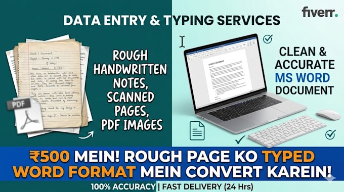 Manually type your handwritten notes and documents into ms word by Dev ...