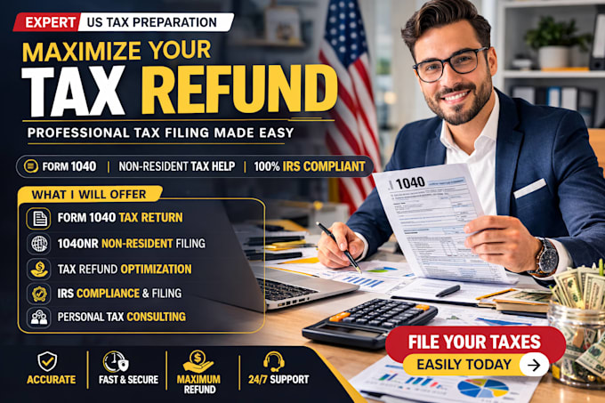 Do tax preparation tax return, form 1040 tax refund, non resident tax ...