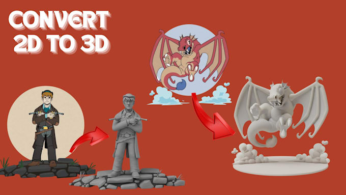 Convertir une image 2d en modèle 3d, personnage stylisé en stl pour ...