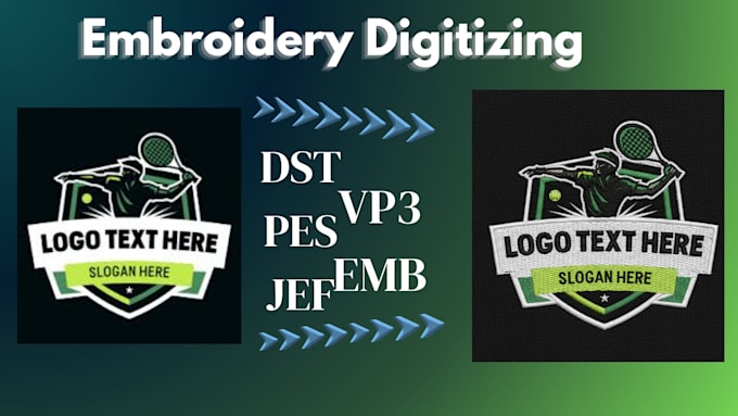 Digitize your logo for embroidery into dst pes jef exp vp3 in few hours ...