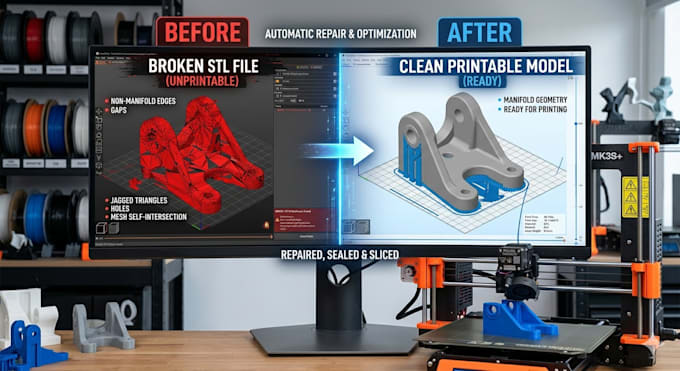 Fix stl file for 3d printing, repair mesh and model watertight printing ...