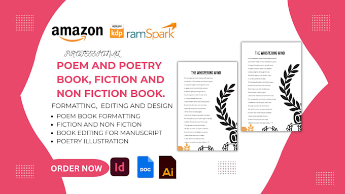Design, format poetry book chap, book manuscript formatting, fiction ...
