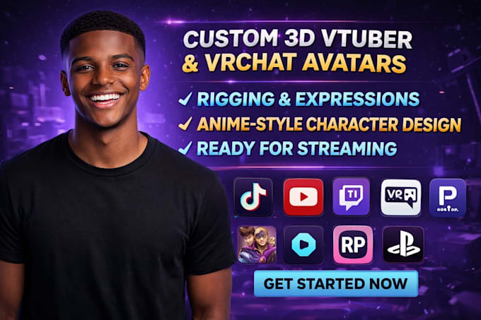 Ontwerp vtuber model, vrchat avatar, vroid character en 3d streaming avatar