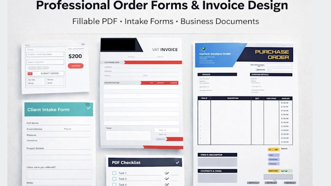 Design order form for you, invoice create, fillable pdf, intake form ...