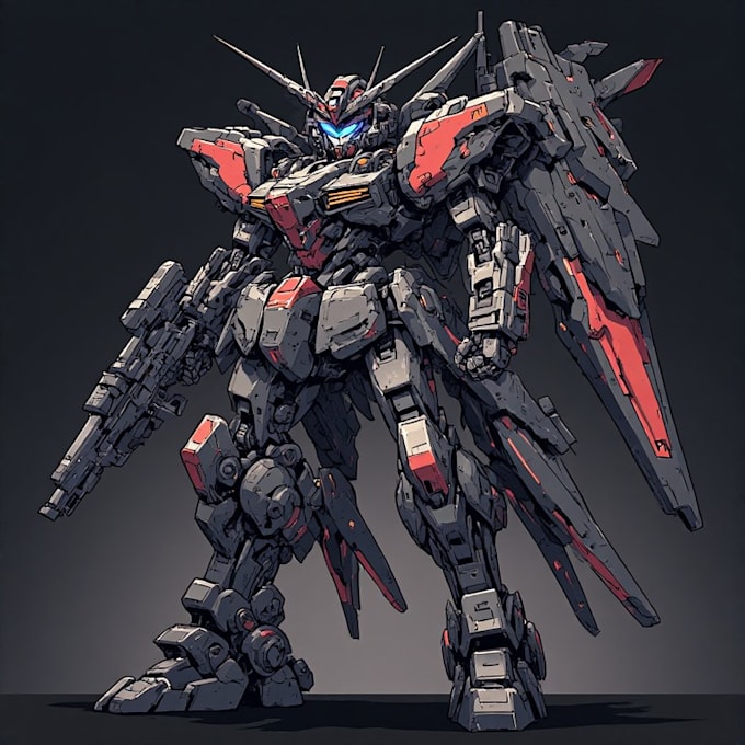 Draw mecha and robot reference sheet in anime style by Jatouelah | Fiverr