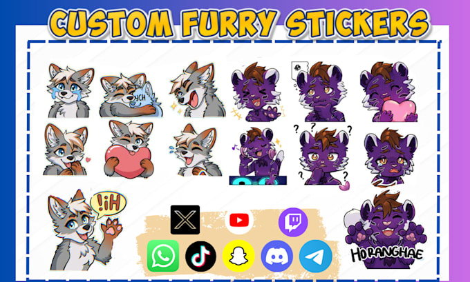 Create furry telegram stickers discord sticker pack nsfw animated furry ...