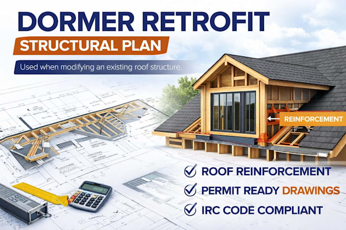 Dormer retrofit structural plan roof reinforcement drawing permit irc ...