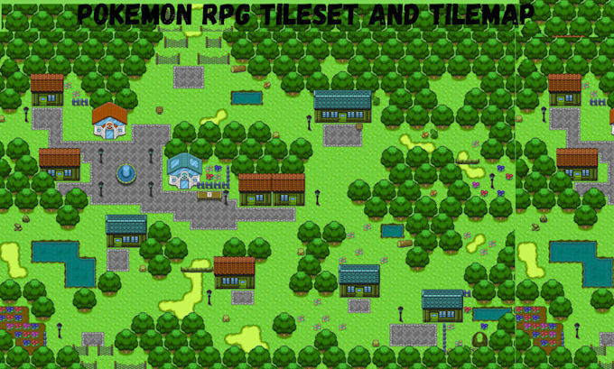 Ensemble de tuiles pixel, ensemble de tuiles pokémon, tilemap, rpg ...