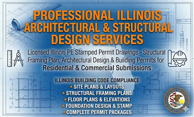 Pe stamped illinois architectural design services structural framing ...
