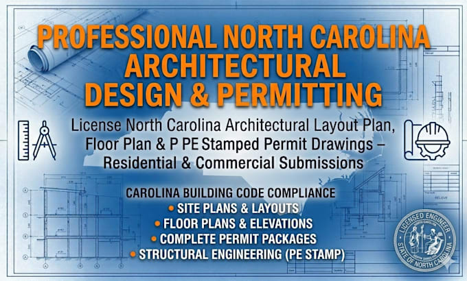 Pe stamped north carolina architectural floor plans structural permit ...