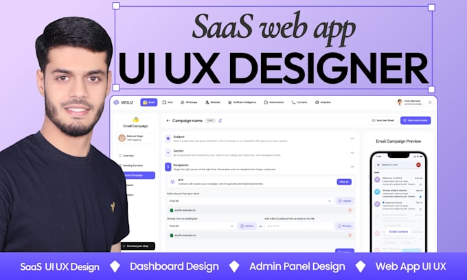 Modern saas ui ux ontwerpen voor een web app en dashboard op figma