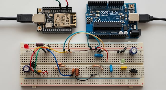 Breadboard layout, schematic, pcb arduino esp32 code fritzing tinkercad ...