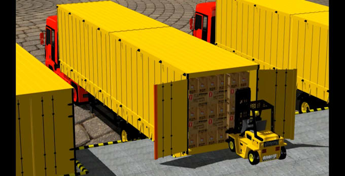 Create realistic 3d logistics animation, industrial workflow, warehouse ...