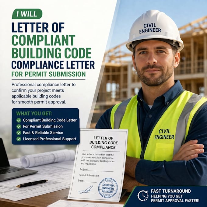 Provide letter of compliant building code compliance for permit ...