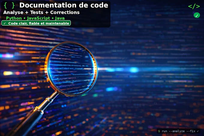Je documente analyse et teste votre code python javascript java by ...