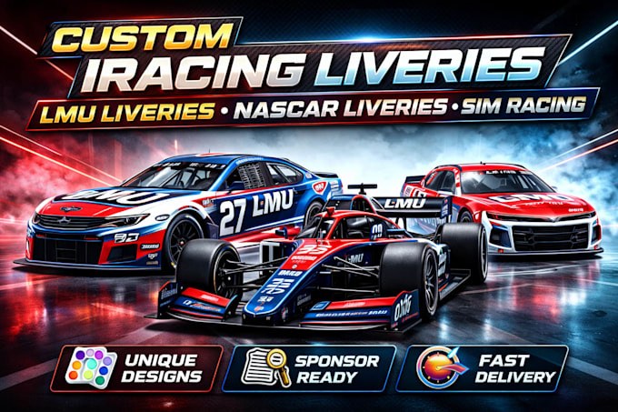 Design custom iracing livery, lmu liveries, iracing nascar liveries ...