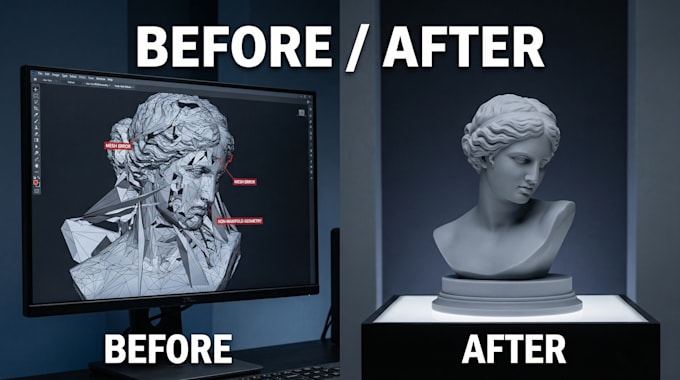 Conserto de stl, reparo de stl, modelo 3d, conserto de arquivo de ...