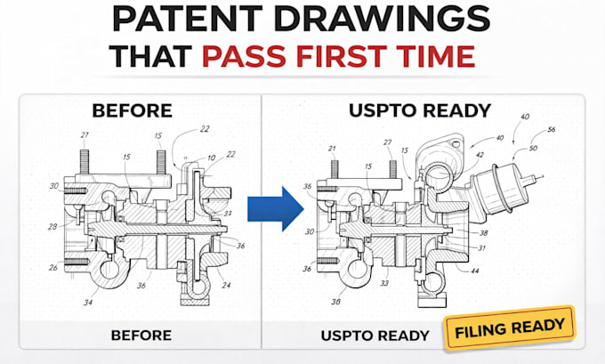 Draw utility patent drawings ready for approval fast as per uspto for ...