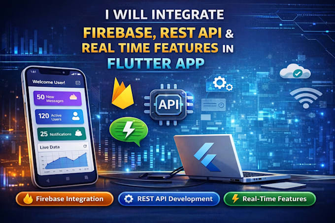 Integrate firebase, rest api, and real time features in flutter app by ...