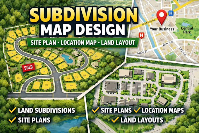 Create subdivision map, site plan, location map and land layout design ...