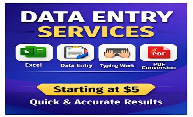 Do accurate data entry, copy paste and excel work by Jpsamyuktha | Fiverr