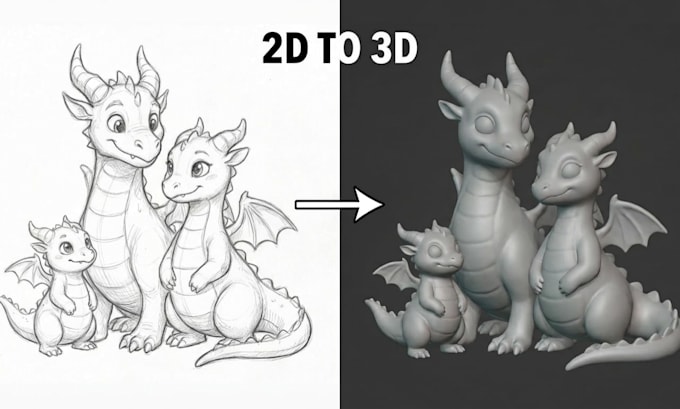 Convert 2d image to 3d model, art toy, 3d character stl file for 3d ...