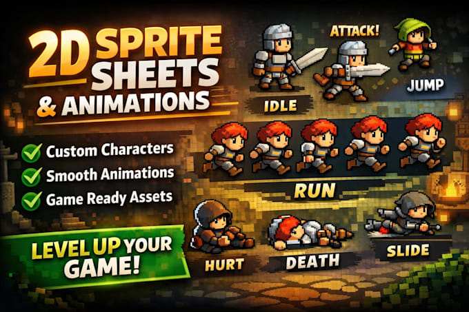 Do pixel art animation 2d character sprite sheet game asset pixel ...