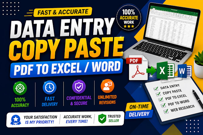 Do data entry, copy paste, pdf to excel work by Anum_webdevelop | Fiverr