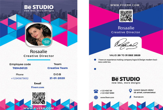 Design awesome double side identity cards by Rosaalie | Fiverr