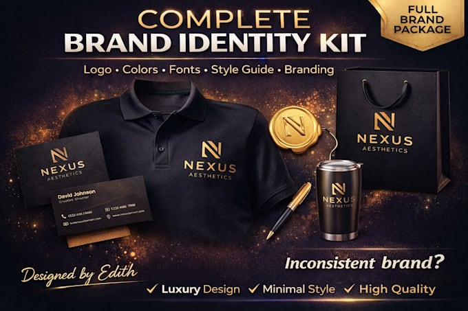 Design a complete brand identity kit, logo, brand guidelines social ...