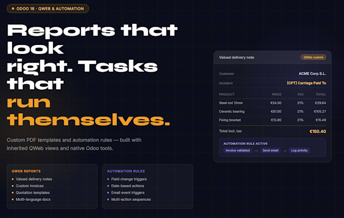 Create custom odoo reports, templates and automation rules by ...