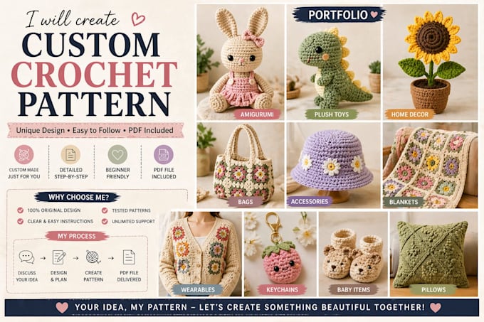 Design custom crochet pattern from photo or idea pdf for your handmade ...