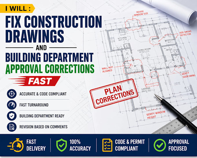 Fix construction drawings and building department approval corrections ...