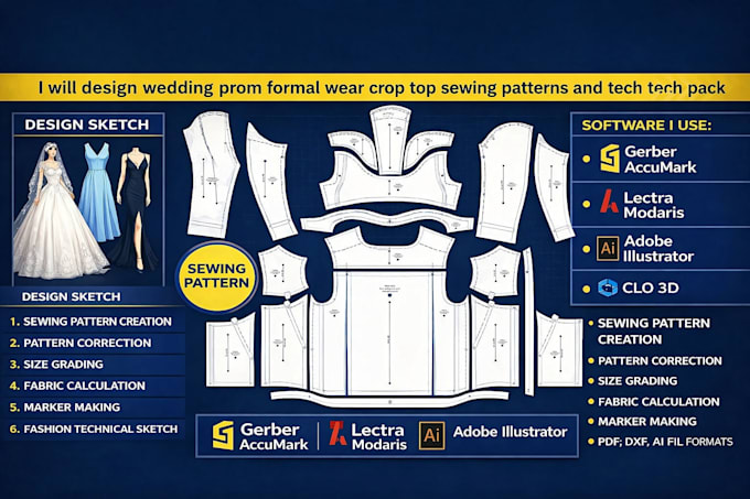 Design wedding prom formal wear crop top sewing patterns and tech tech ...
