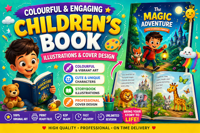 Create colourful and engaging childrens book illustrations and cover ...