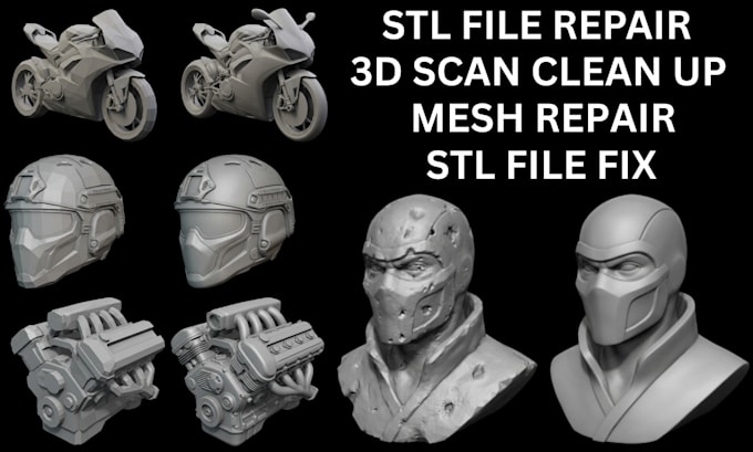 Create, edit, repair 3d stl file scan cleanup mesh fix for 3d printing ...