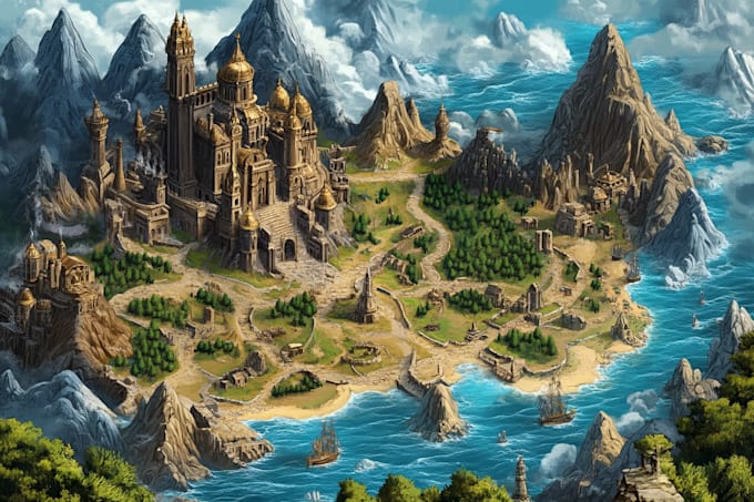 Hacer ilustración de mapas de fantasía para mapas