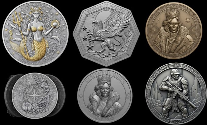 Design custom 3d coin model bas relief cnc and laser vintage engraving ...