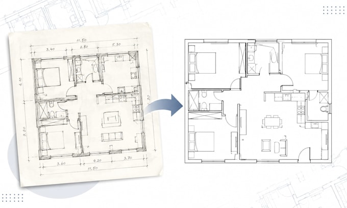 Convert pdf to autocad dwg floor plan blueprint redraw cad drafting or ...
