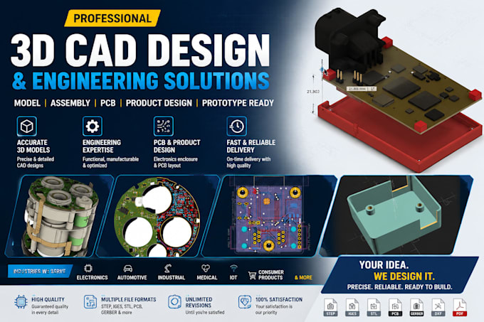 Design product enclosures, pcb casings, and manufacturing ready 3d cad ...