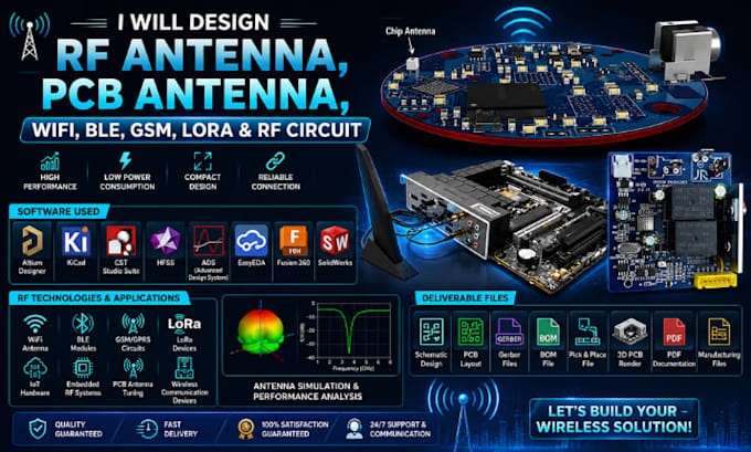 Design rf antenna, pcb antenna, wifi ble gsm lora and rf circuit by Mi ...