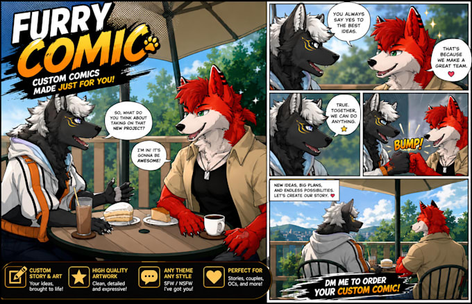 Draw furry fursona oc, furry comic, ref sheet, furry vtuber model for ...