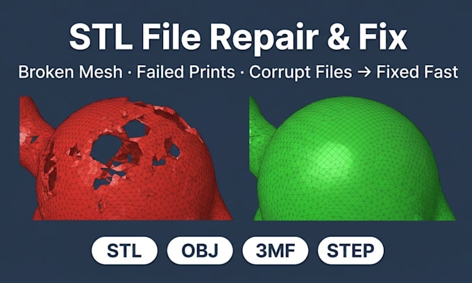 Repair fix stl file 3d model mesh repair obj 3mf file for bambulab 3d ...