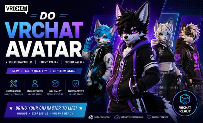 Fare avatar vrchat, personaggio vtuber, avatar furry, avatar vr, nsfw ...