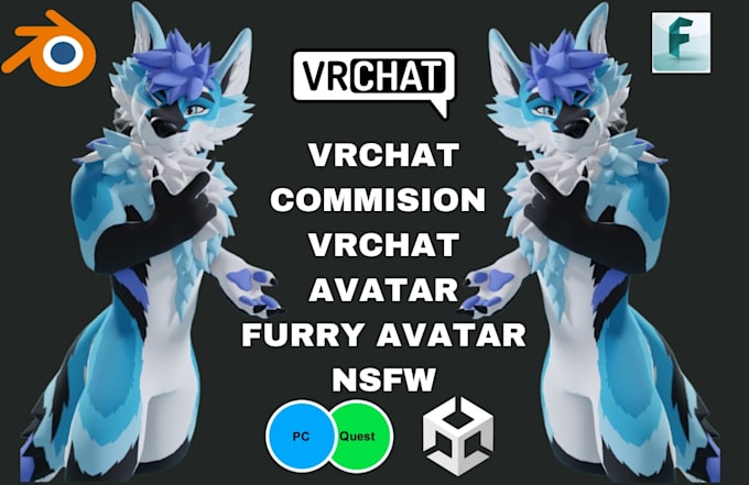Vrchat furry avatar anime nsfw vrc avatar fursona vtuber 3d model furry ...