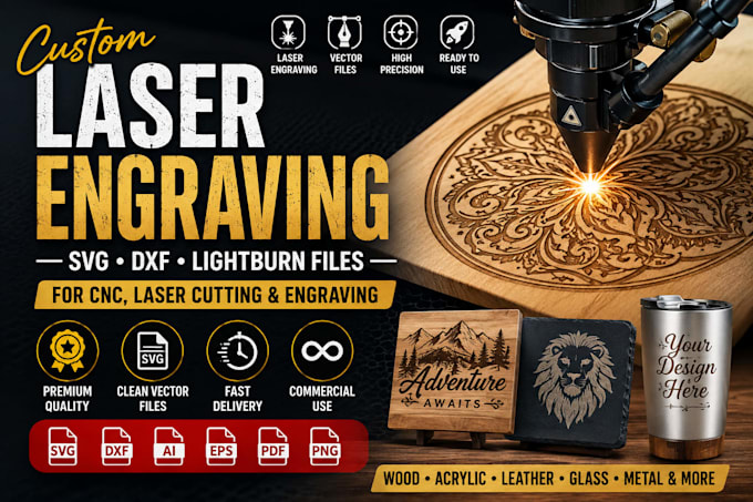 Criar arquivos personalizados de laser engraving svg dxf lightburn para ...